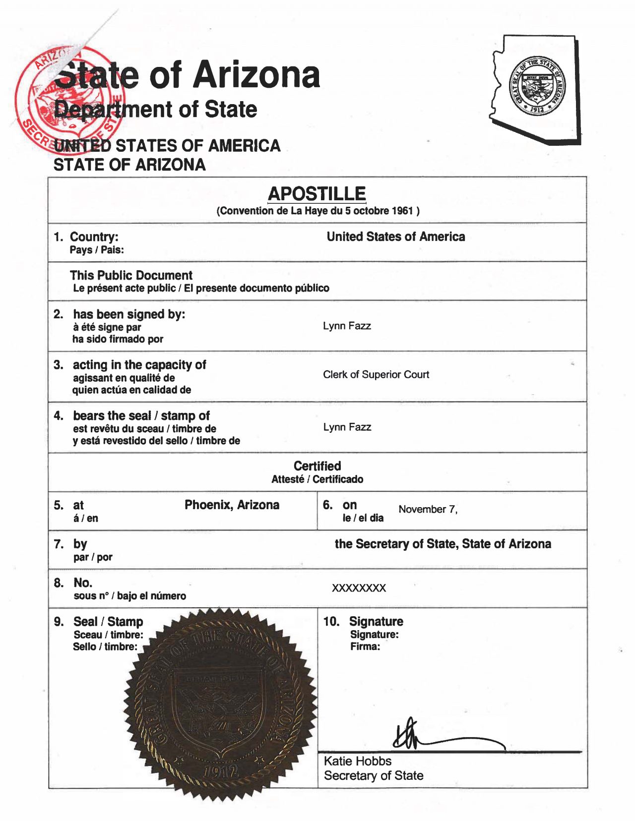 Apostille Power of Attorney in Arizona - Apostille of US documents