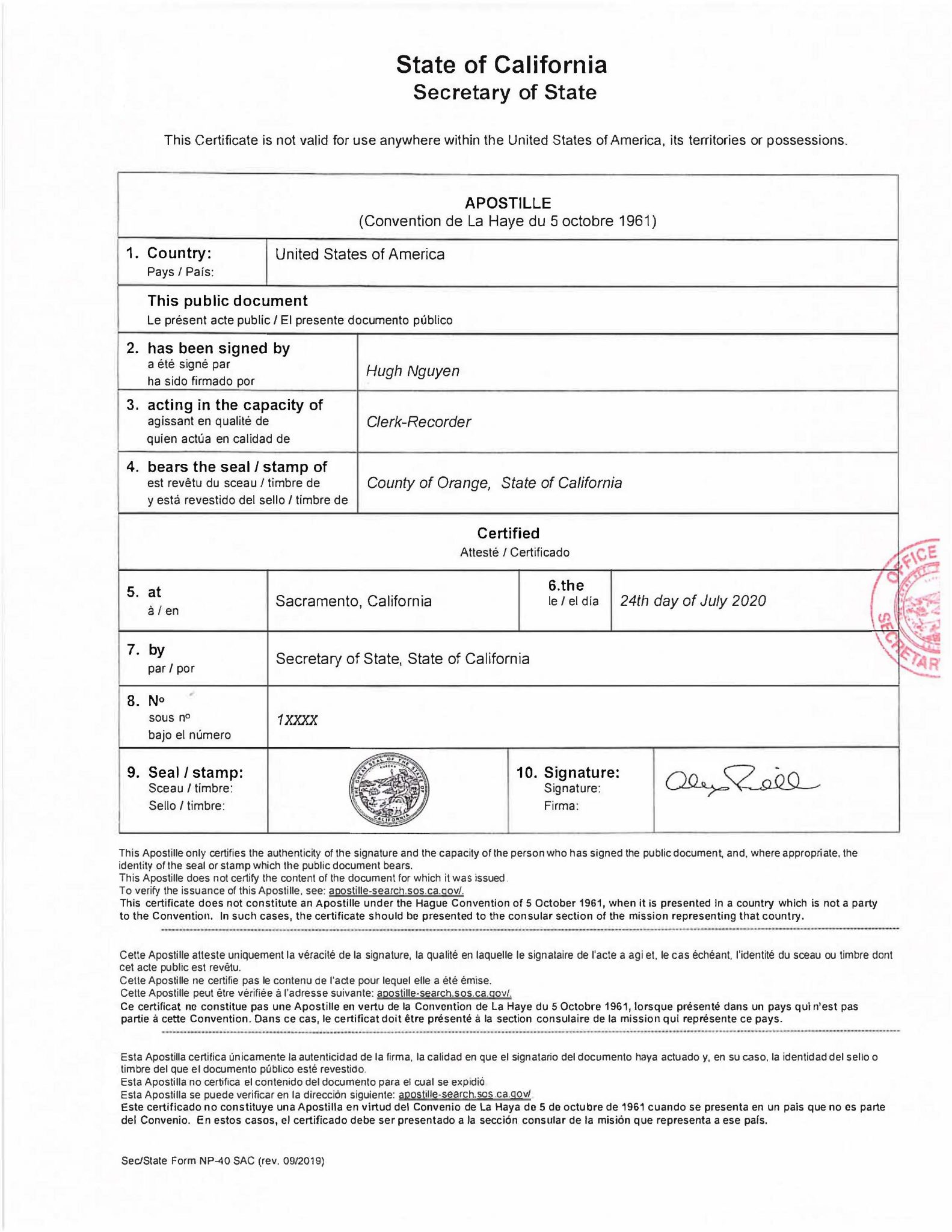 Apostille Birth Certificate in California-Apostille service of US